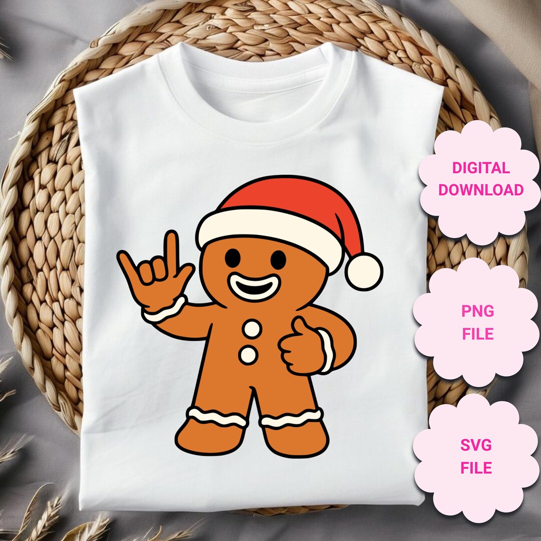 ASL Christmas Gingerbread Man SVG Clipart, ASL Gingerbread Man Png, Asl ...