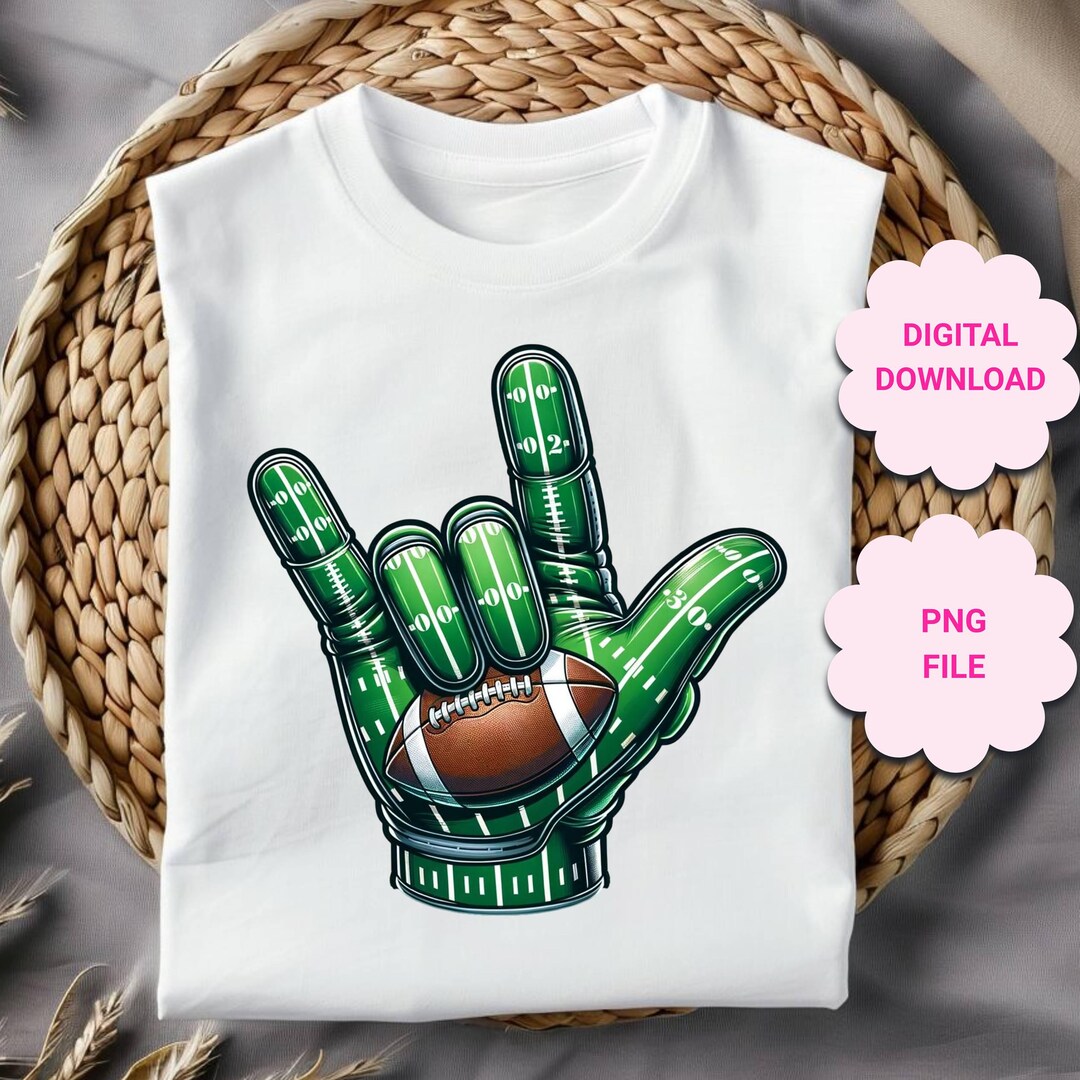 Football ASL I Love You Hand Sign PNG, Asl Hand, Asl Sublimation ...