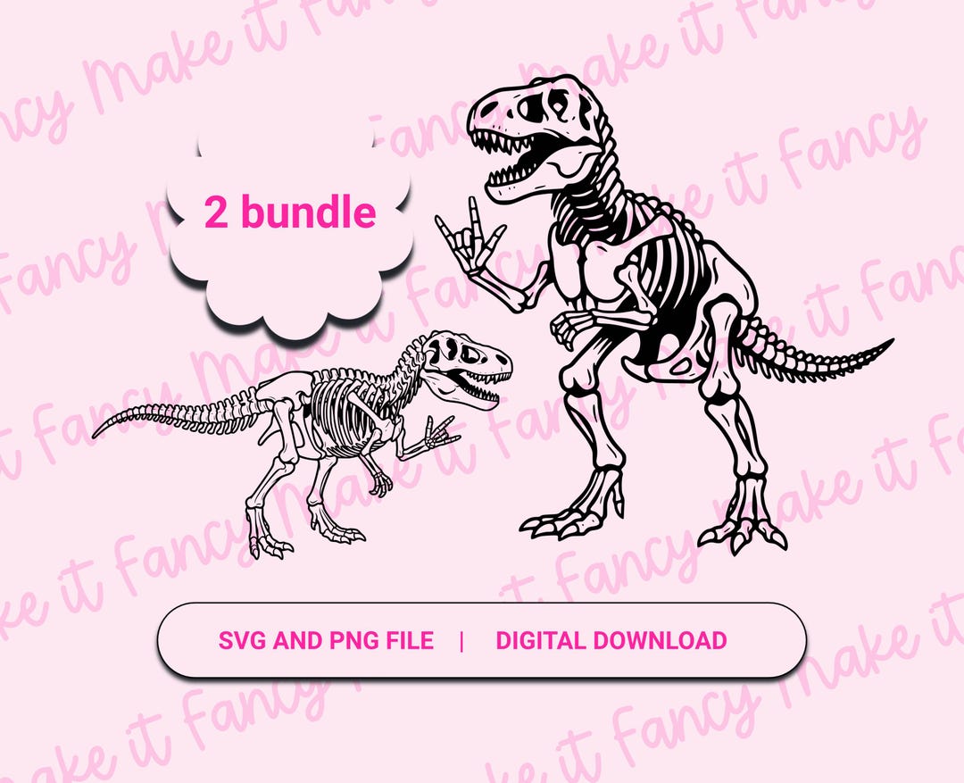 ASL T-rex Skeleton Dinosaur SVG and PNG, Tyrannosaurus Rex Clipart, T ...
