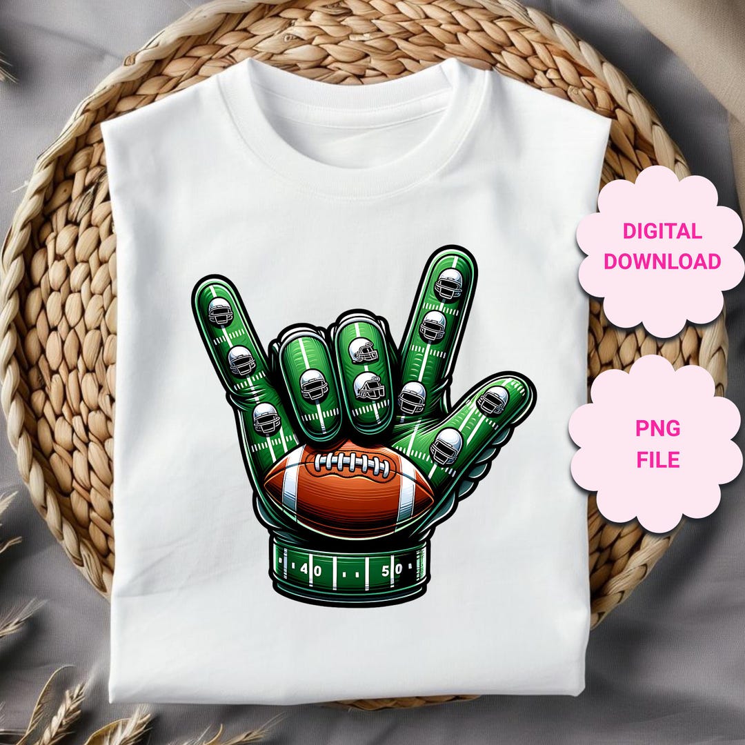 Football ASL I Love You Hand Sign PNG, Asl Hand, Asl Sublimation ...