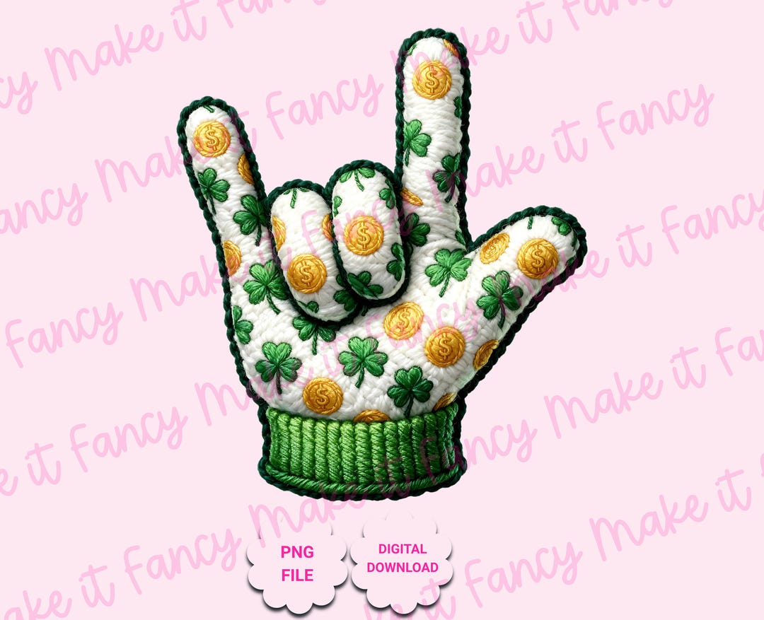 St Patrick ASL I Love You Hand Sign in Hook Latch Crochet Style PNG, St ...