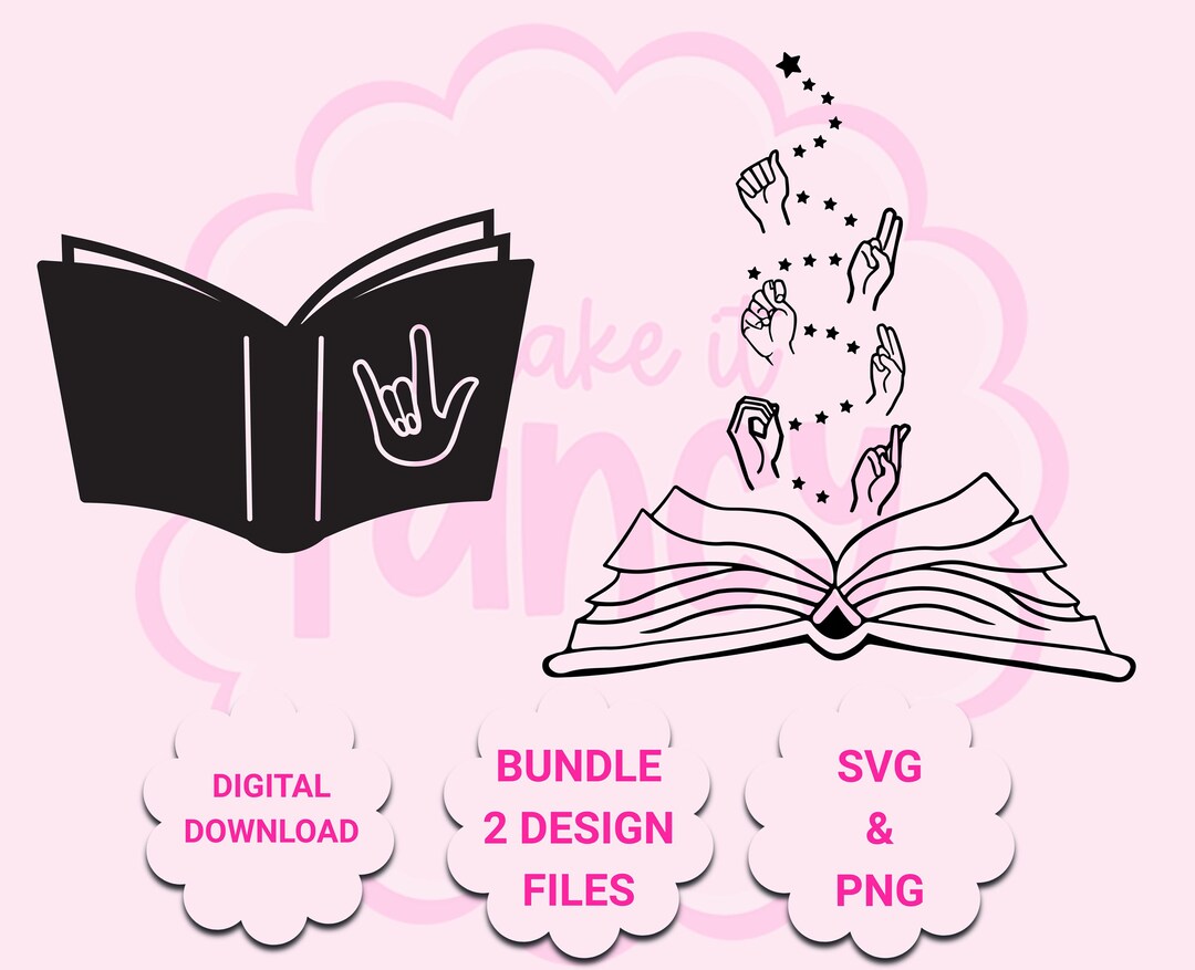 Deaf Author Day Svg Png, Asl I Love You Hand Sign SVG PNG, Deaf Books ...