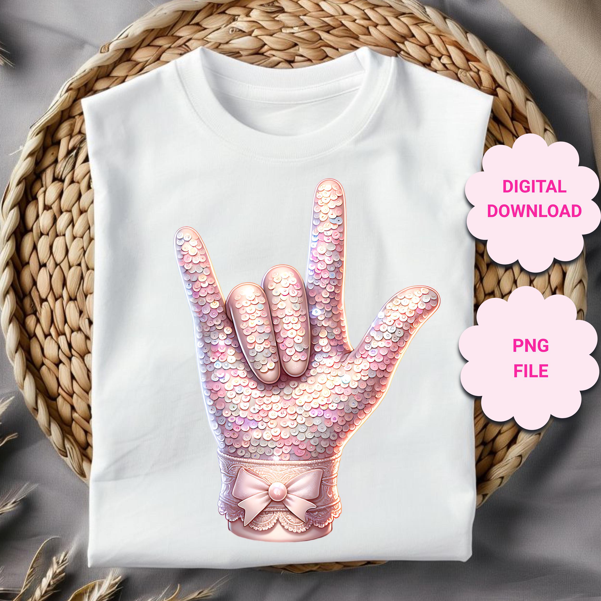 Coquette Png, ASL I Love You Png, Pink Pastel Glitter Sequin ASL Hand ...