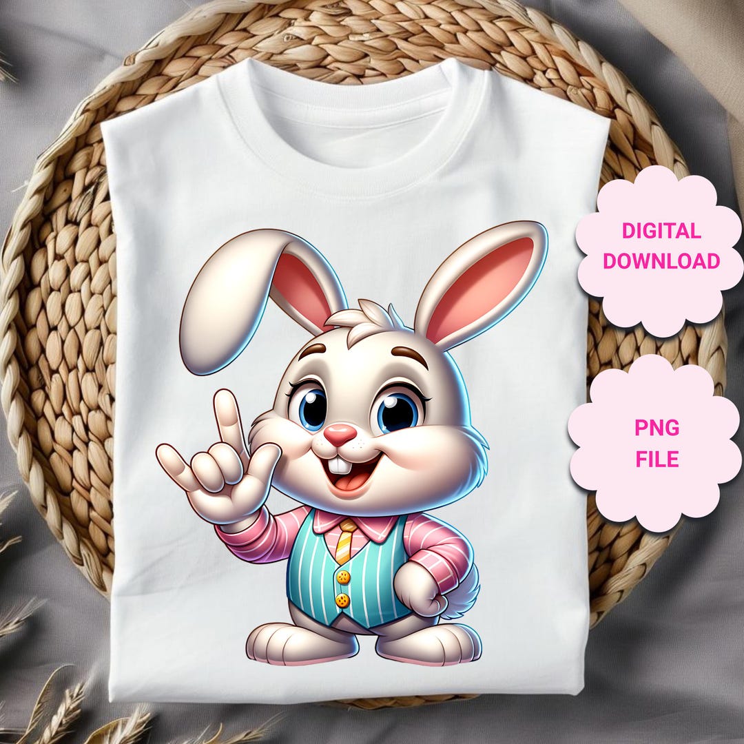 Easter Bunny Clipart, ASL ILY Easter Bunny PNG, Deaf Easter Png, Asl ...