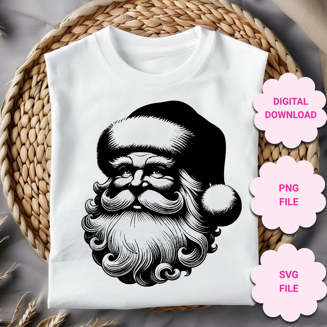 Vintage Santa PNG SVG, Santa Cut File, Santa Claus Sublimation, Vintage ...