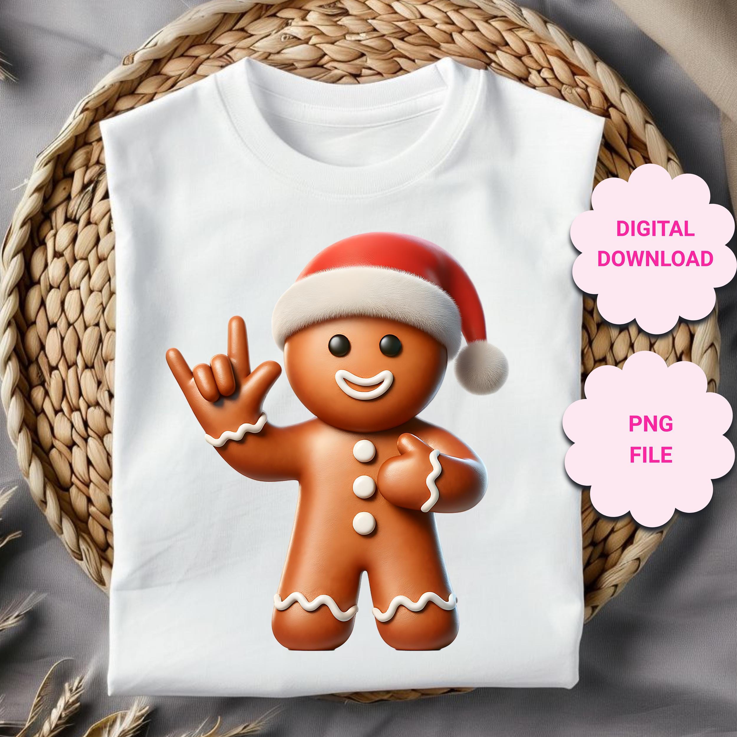 Christmas Gingerbread Man Clipart, ASL Gingerbread Man PNG, ASL I Love ...
