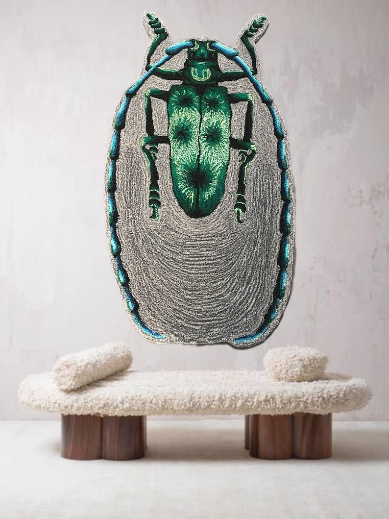 Green Cerambycidae Rug Carpet Wallart Textile Decor Bugsrugs Insect - Etsy