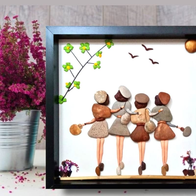 4 Friends Stone Picture - Etsy