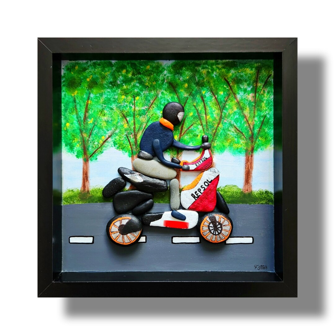 Pebble Art Painting, Custom Motorcycle Portrait, Motorcycle Gifts ...