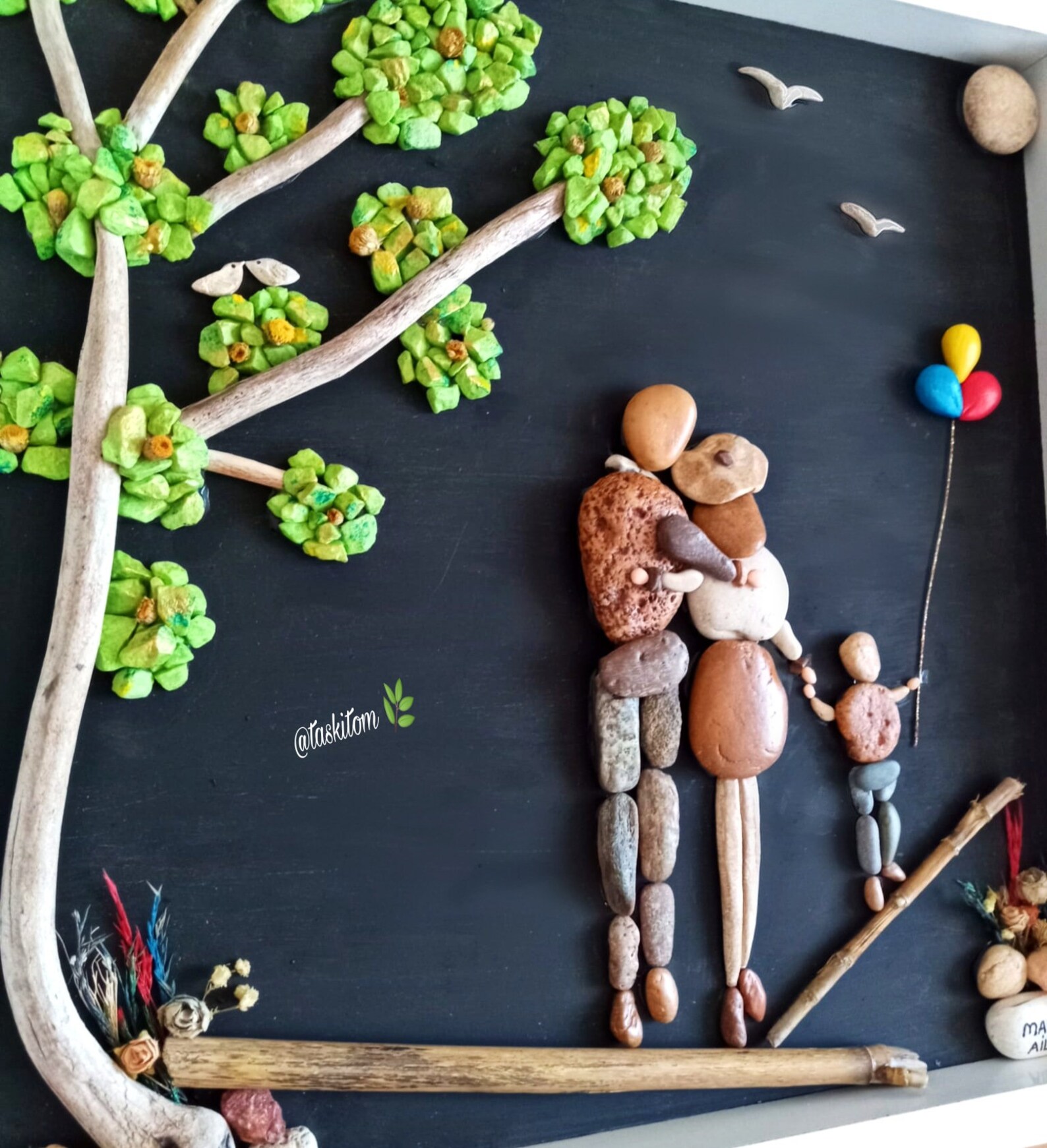 Family Rock Art Pebble Art Frame Parent Gift Wall - Etsy