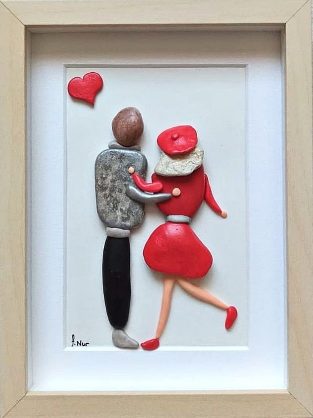Personalised Pebble Art Gift Love Couple Portrait Unique - Etsy