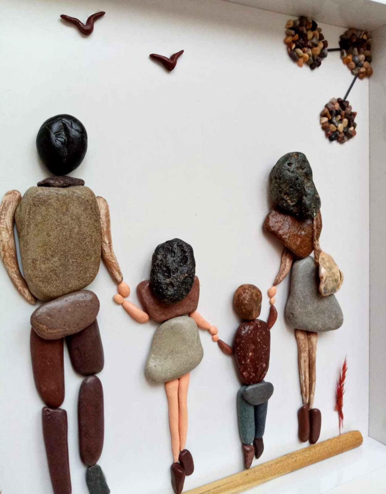 Personalized Pebble Art, Family Picture for 4, Handmade Mom Day Gifts, Custom Portrait, Family ...