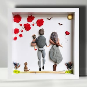 Handmade Natural Stone Art, Pebble Family Portrait, Personalized Family ...