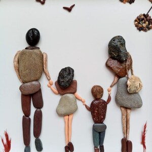 Personalized Pebble Art, Family Picture for 4, Handmade Mom Day Gifts ...