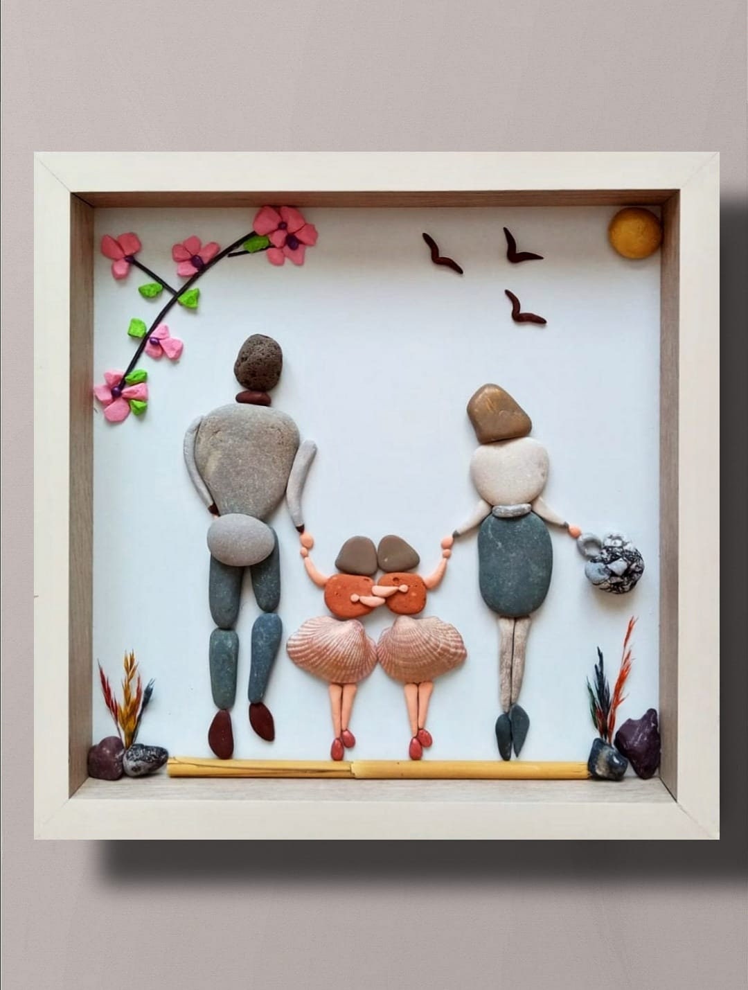 Family Pebble Frame,pebble Art Pictures, Special Gift for Family, Gift ...