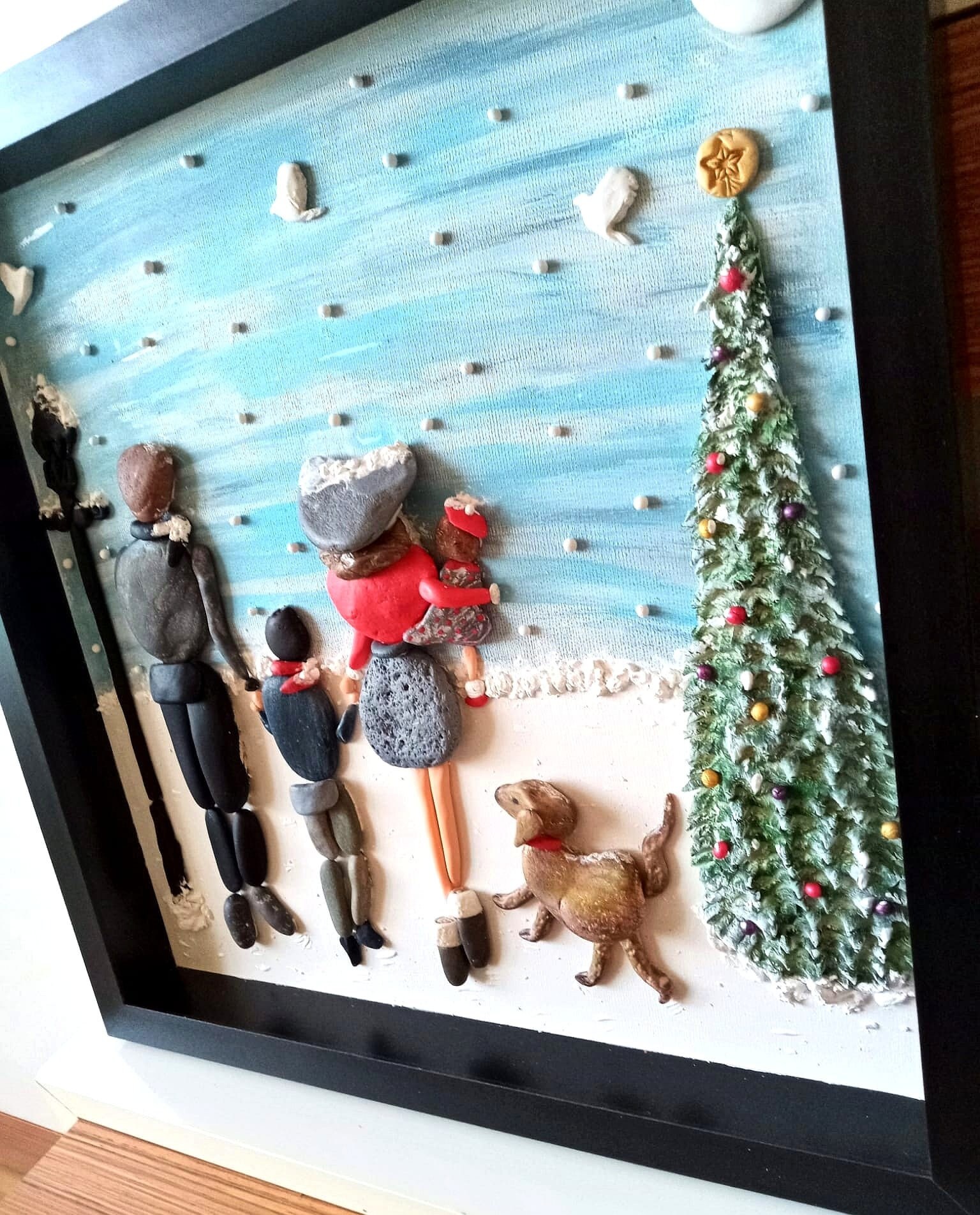 Large Wall Painting Art Painting Family Pebble Frame - Etsy