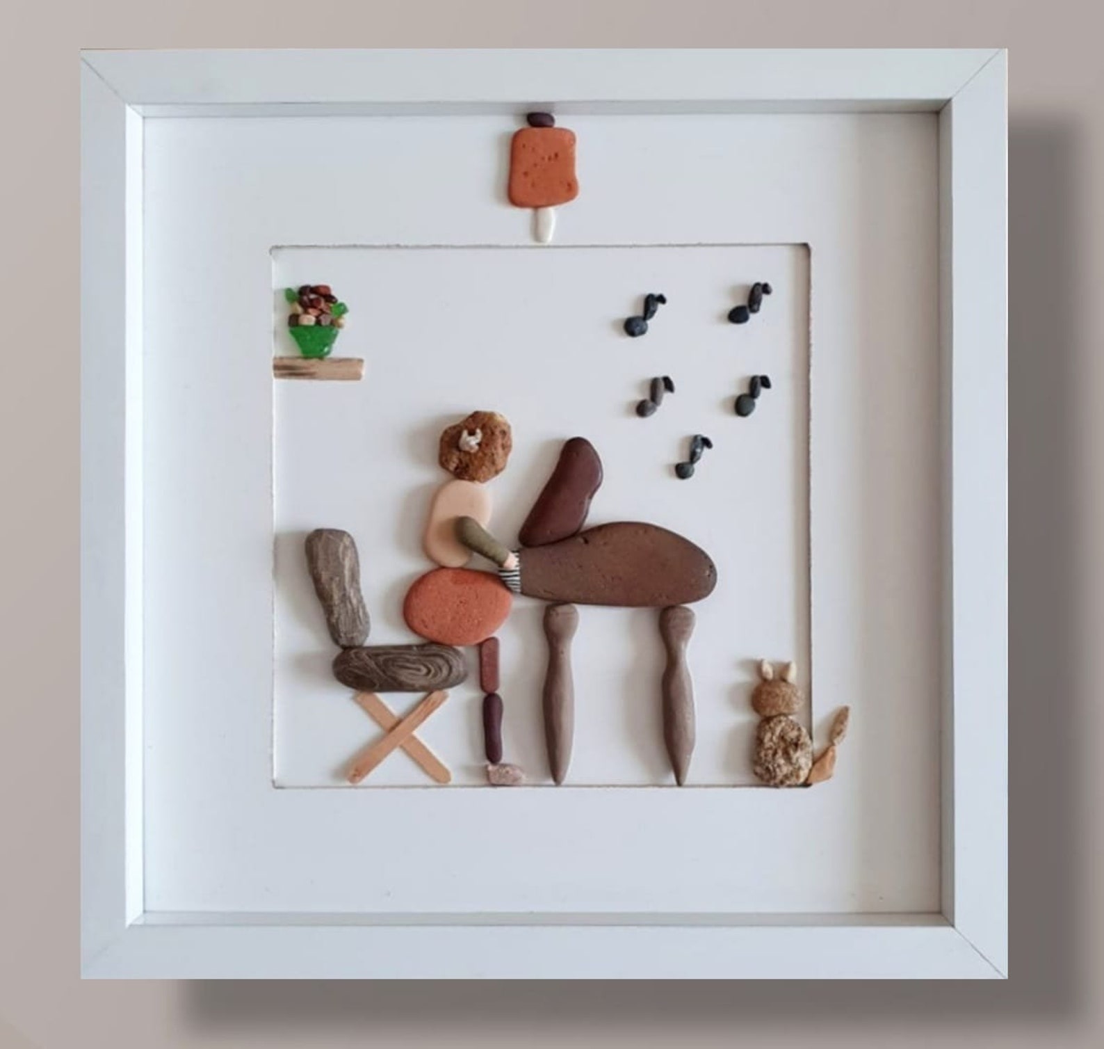 Piano Player Pebble Art Pianist Stone Art Girl Playing Piano - Etsy