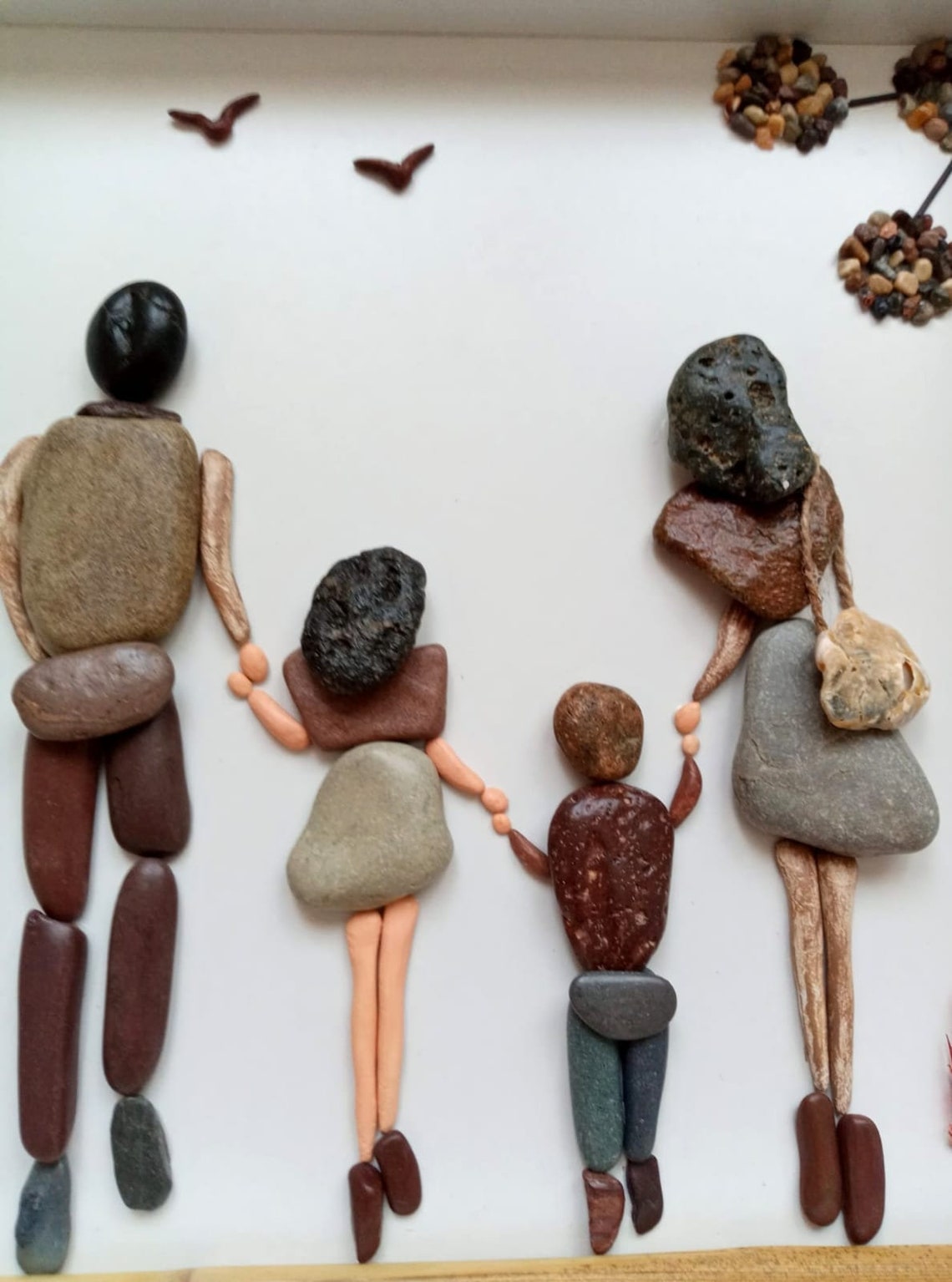 Personalized Pebble Art Family Picture for 4 Handmade Mom - Etsy