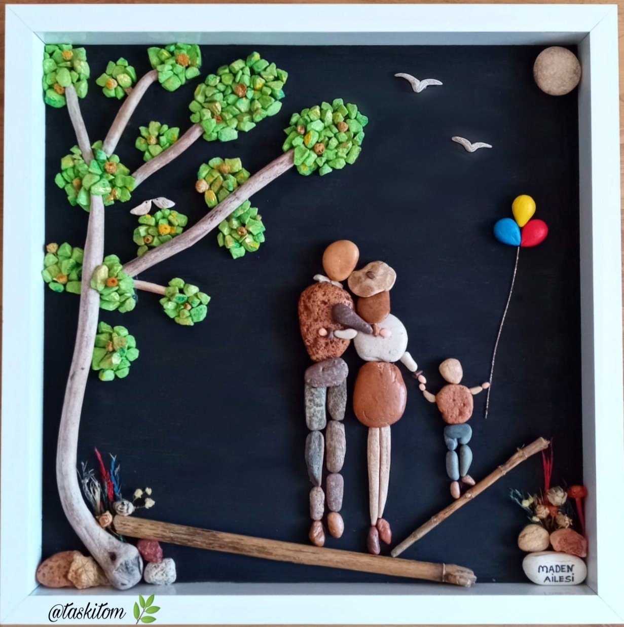 Family Rock Art Pebble Art Frame Parent Gift Wall - Etsy