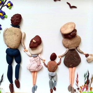 Pebble Art Family of Four, Pebble Art Painting, Personalised Photo ...