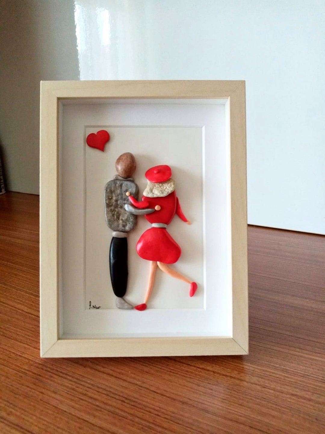 Personalised Pebble Art Gift, Love Couple Portrait, Unique Work of Art ...