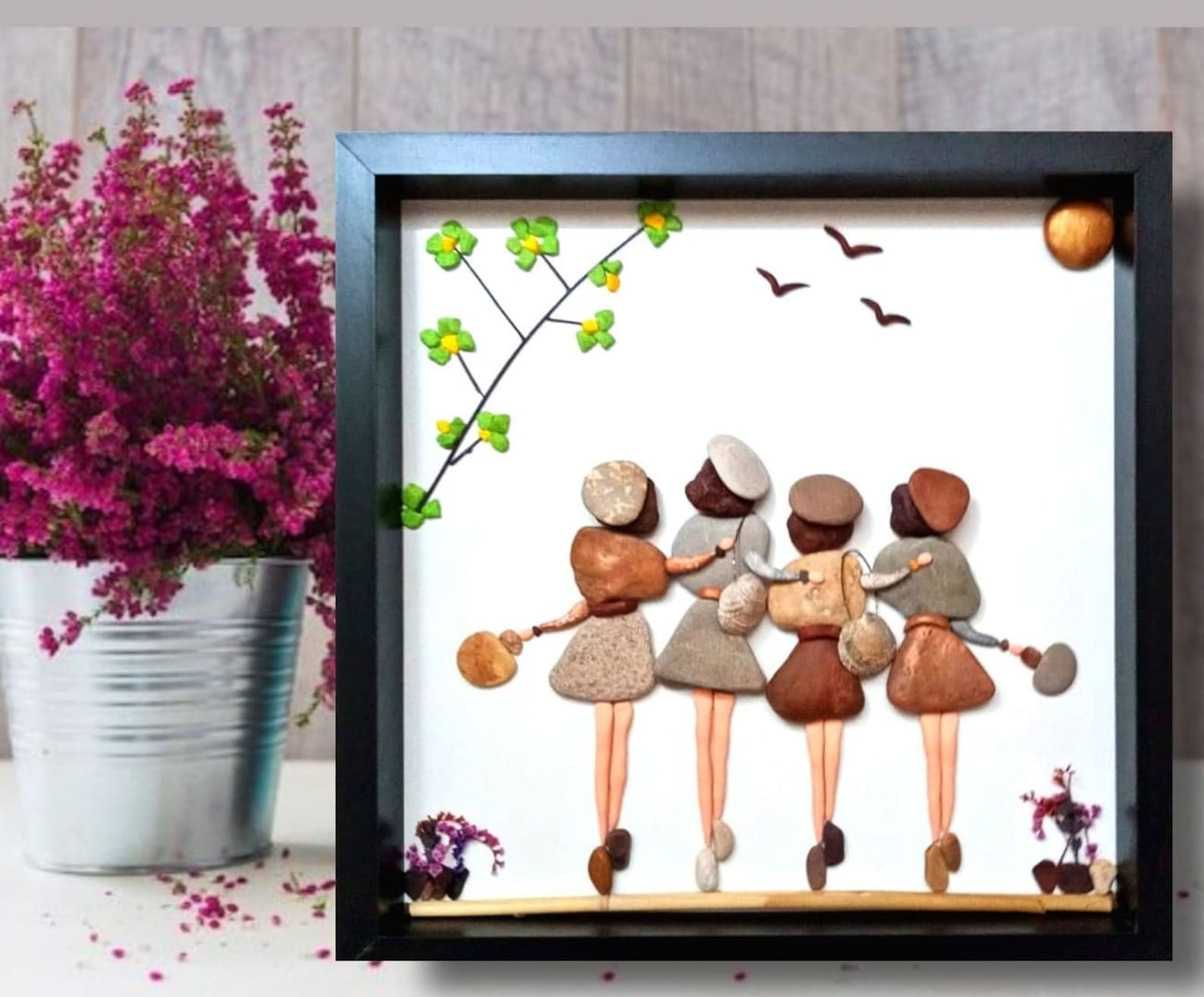 Friends Pebble Art Unuque Pebble Art Special 4 Sisters - Etsy