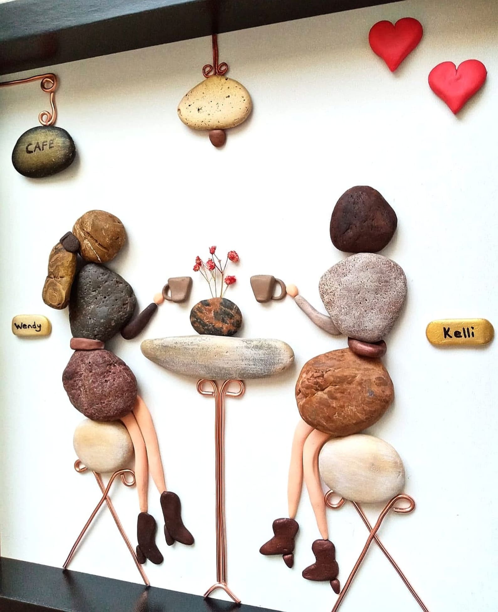 Best Friend Pebble Picture, Drinking Coffee With Friends, Meeting in a ...