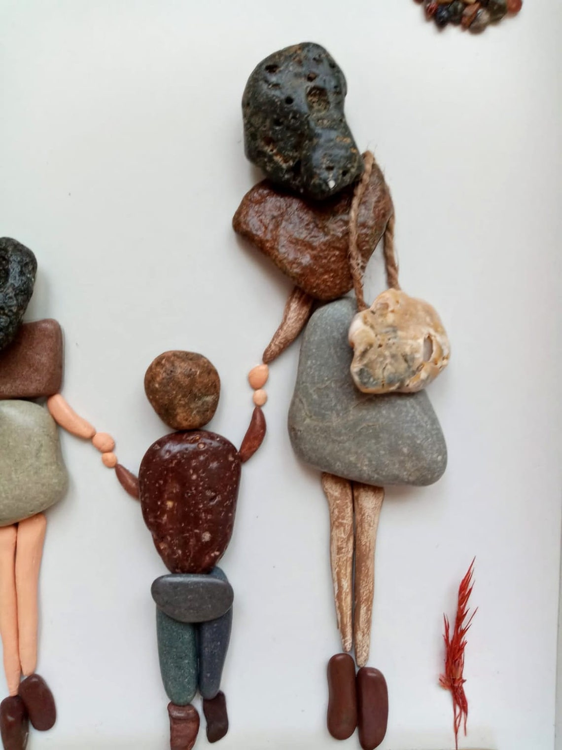 Personalized Pebble Art Family Picture for 4 Handmade Mom - Etsy