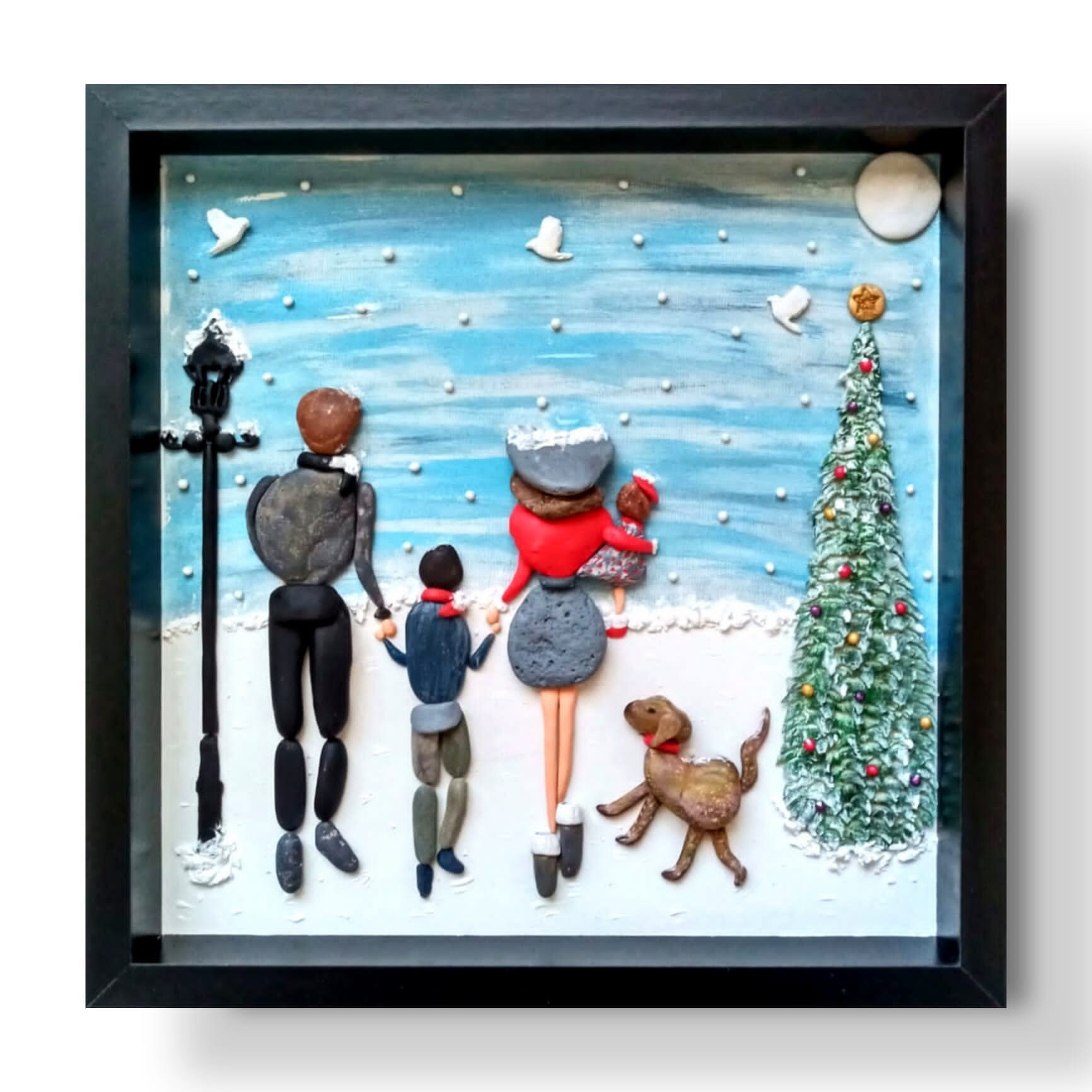 Large Wall Painting Art Painting Family Pebble Frame - Etsy