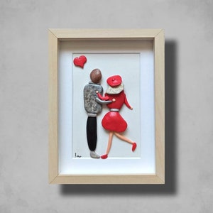 Personalised Pebble Art Gift, Love Couple Portrait, Unique Work of Art ...