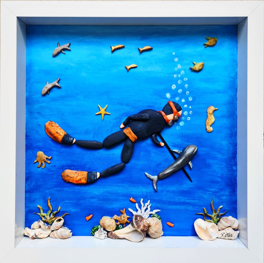 Scuba Diver Gift, Personalized Pebble Art Underwater, Custom Scuba ...