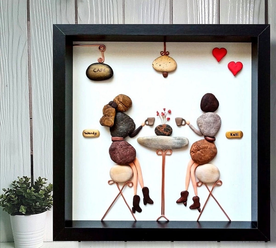 Best Friend Pebble Picture, Drinking Coffee With Friends, Meeting in a ...