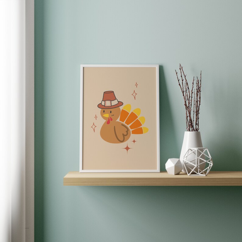 Thanksgiving Wall Art Print Turkey Decor Cute Turkey Wall - Etsy