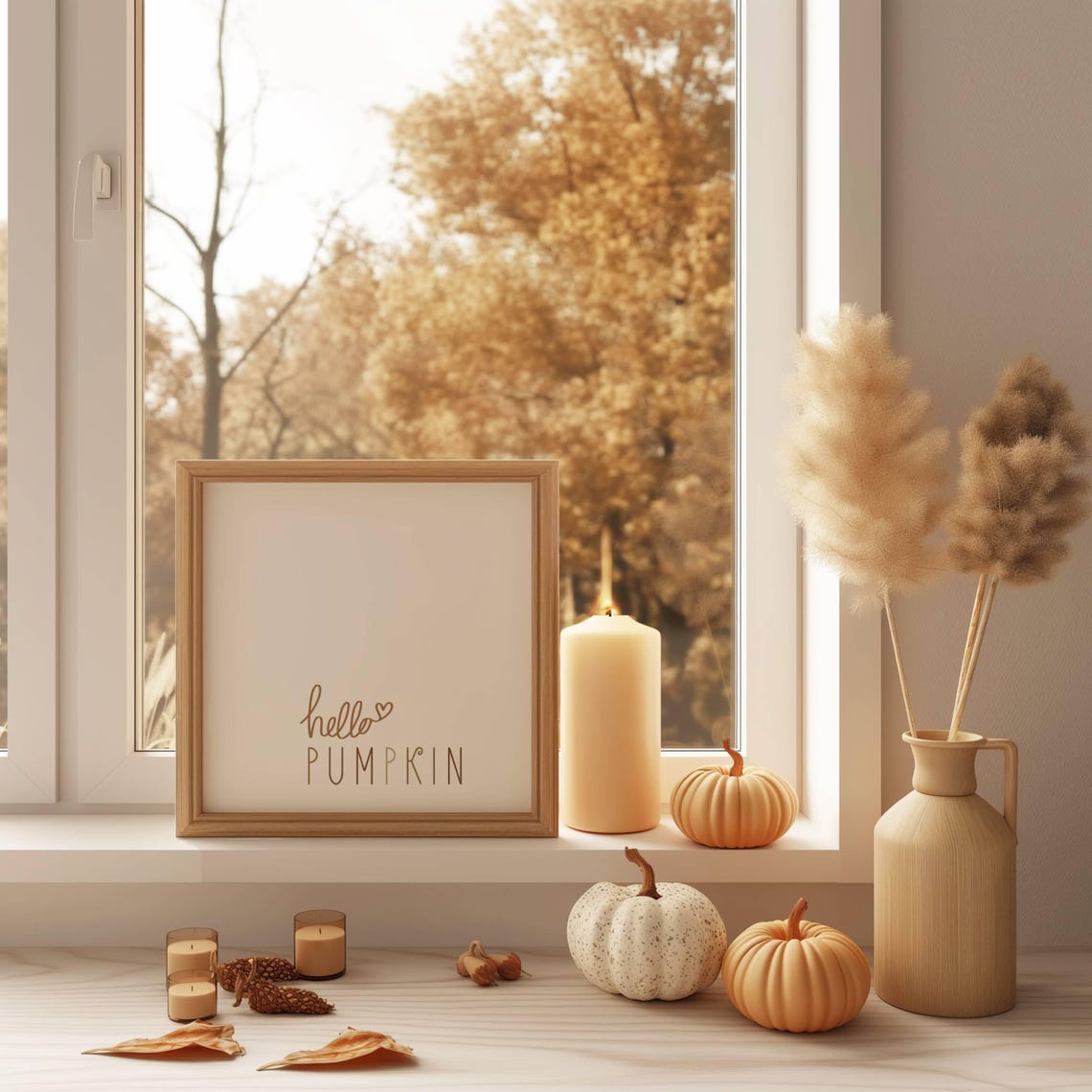 Hello Pumpkin Printable, Hello Pumpkin Wall Art Print, Fall Home Decor, Pumpkin Wall Decor ...