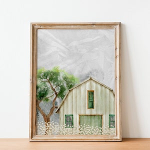 Farmhouse Barn Print, Rustic Wall Art, Country Decor, Vintage Style ...