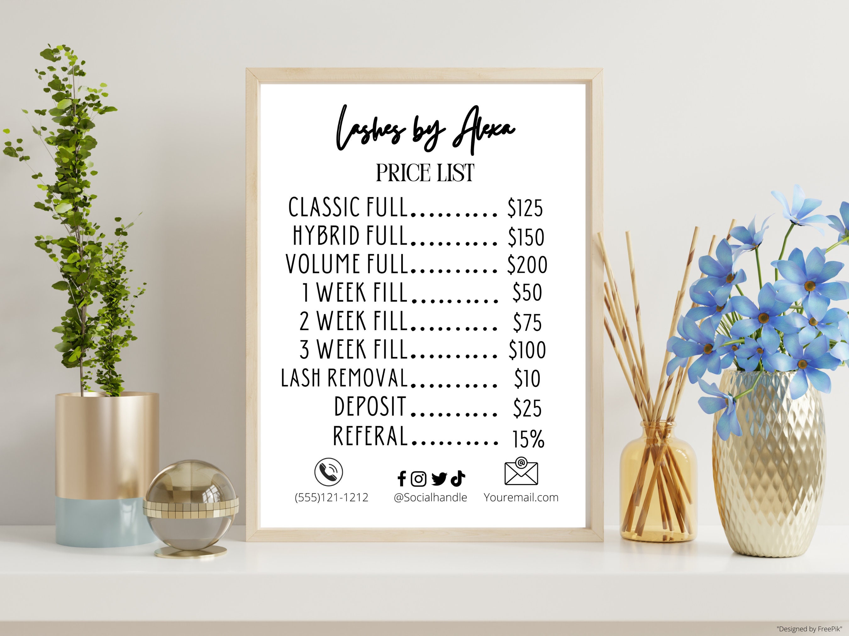 Lash Price List Editable Template Beauty Room Decor Lash - Etsy