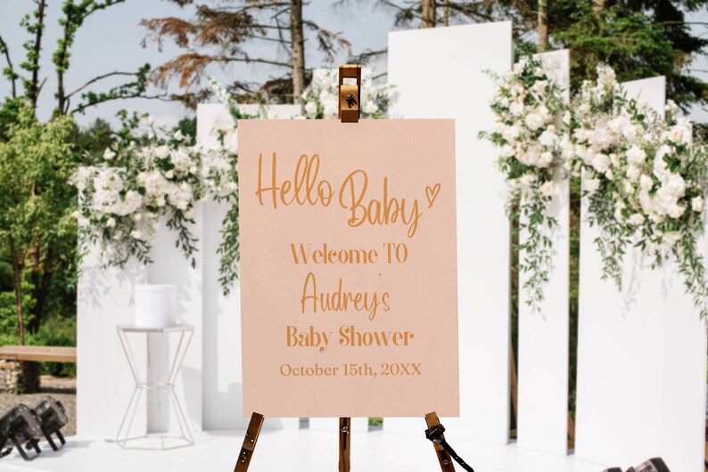 Hello Baby Shower Sign Boho Welcome Baby Sign Neutral Color - Etsy