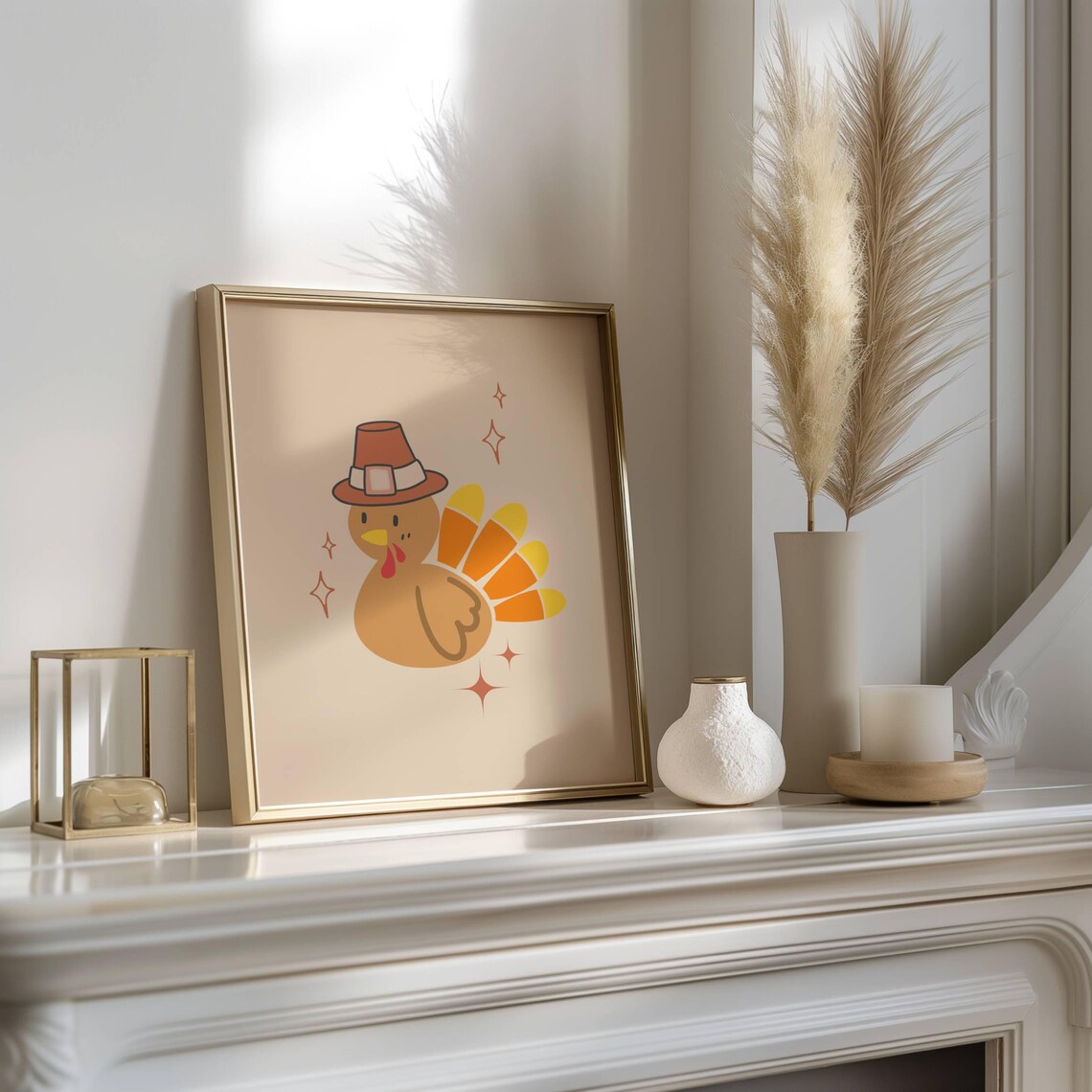 Thanksgiving Wall Art Print, Turkey Decor, Cute Turkey Wall Print, Fall ...
