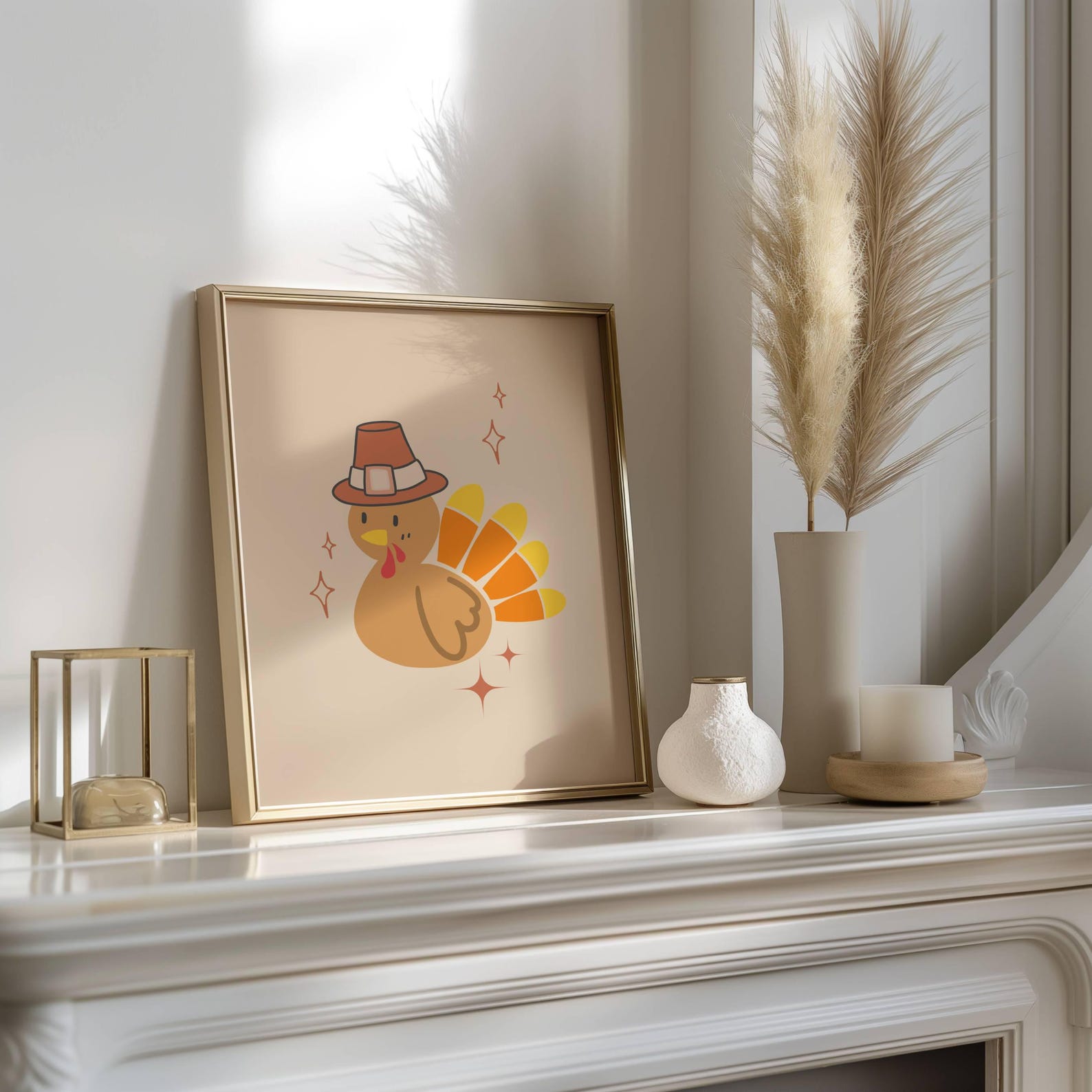 Thanksgiving Wall Art Print, Turkey Decor, Cute Turkey Wall Print, Fall ...