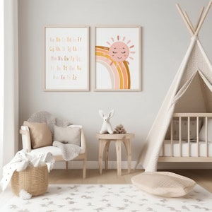 Boho Alphabet Print, Alphabet Decor, Alphabet Wall Art, Boho Nursery ...