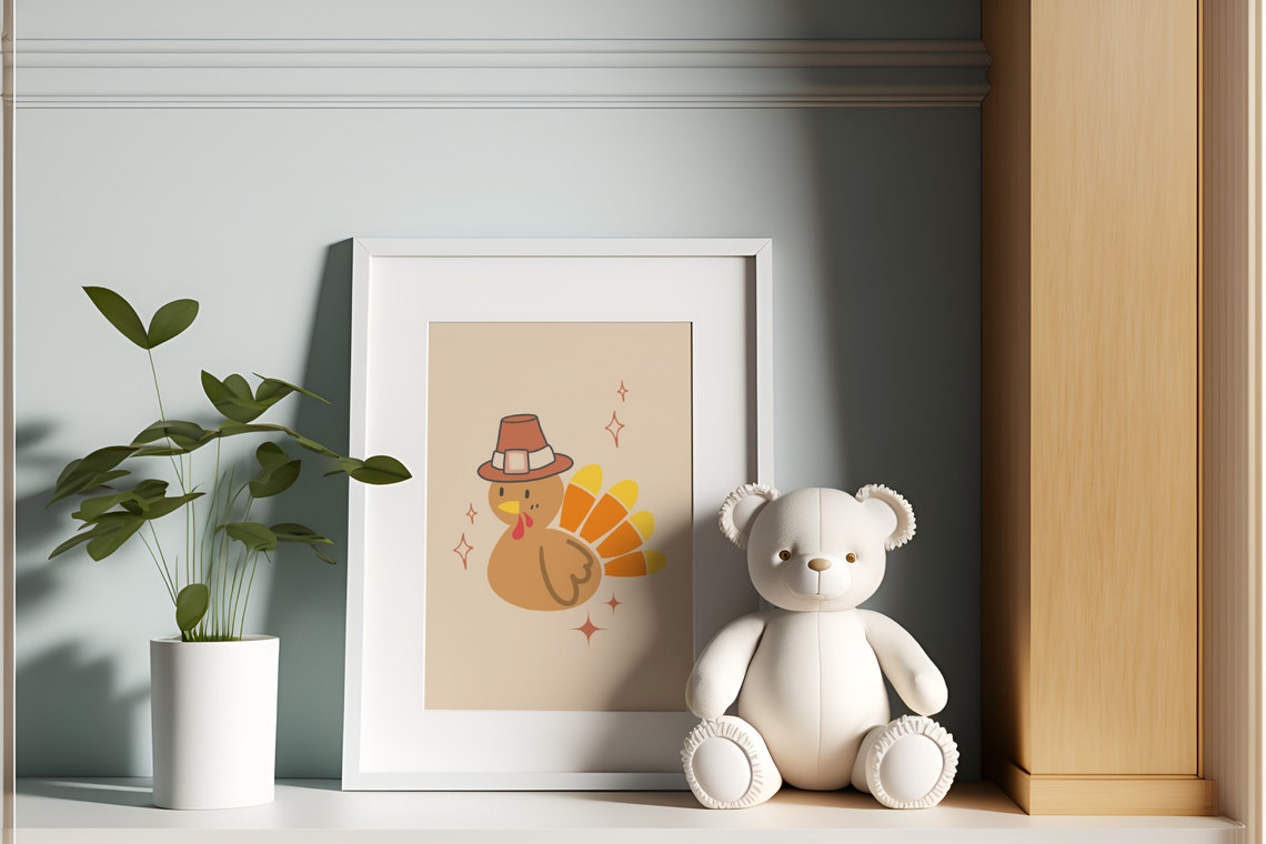 Thanksgiving Wall Art Print, Turkey Decor, Cute Turkey Wall Print, Fall ...