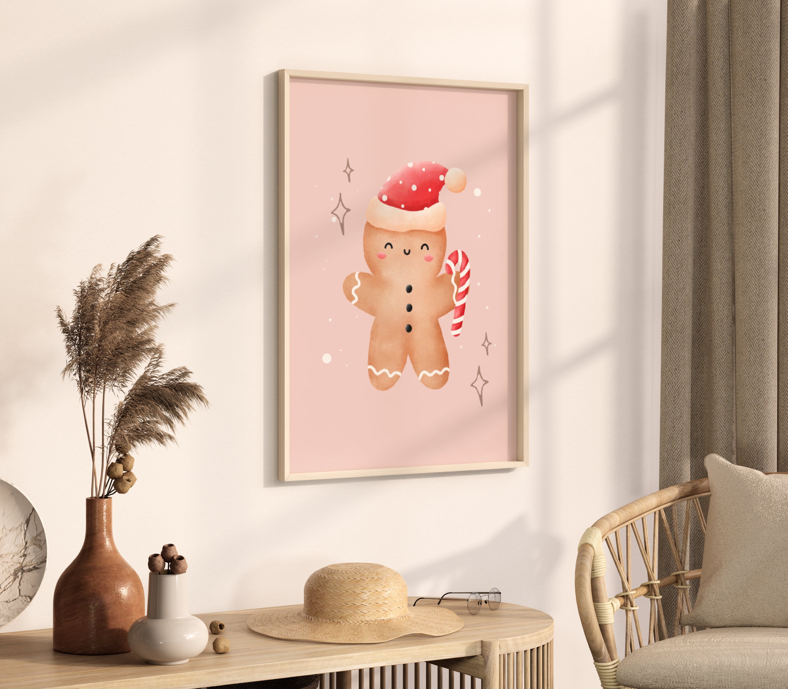 Gingerbread Man Wall Art, Holiday Decor, Christmas Prints, Gingerbread ...