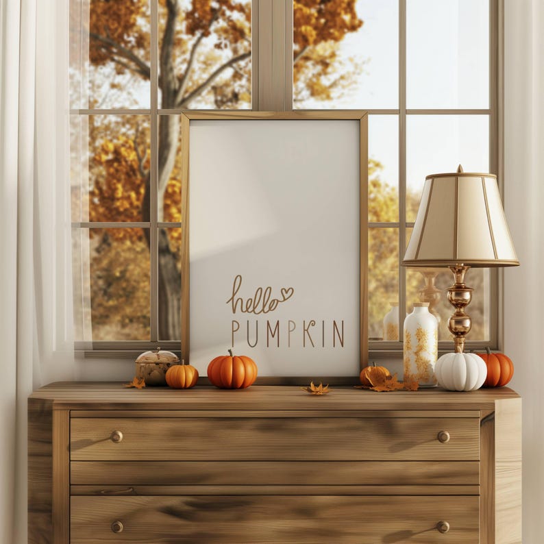Hello Pumpkin Printable, Hello Pumpkin Wall Art Print, Fall Home Decor ...
