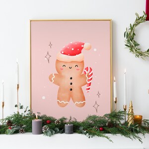 Gingerbread Man Wall Art, Holiday Decor, Christmas Prints, Gingerbread ...