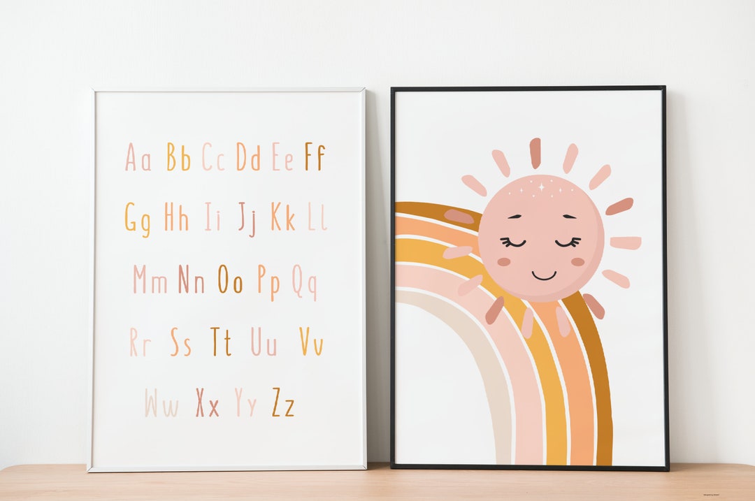 Boho Alphabet Print, Alphabet Decor, Alphabet Wall Art, Boho Nursery ...