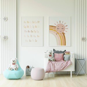 Boho Alphabet Print, Alphabet Decor, Alphabet Wall Art, Boho Nursery ...