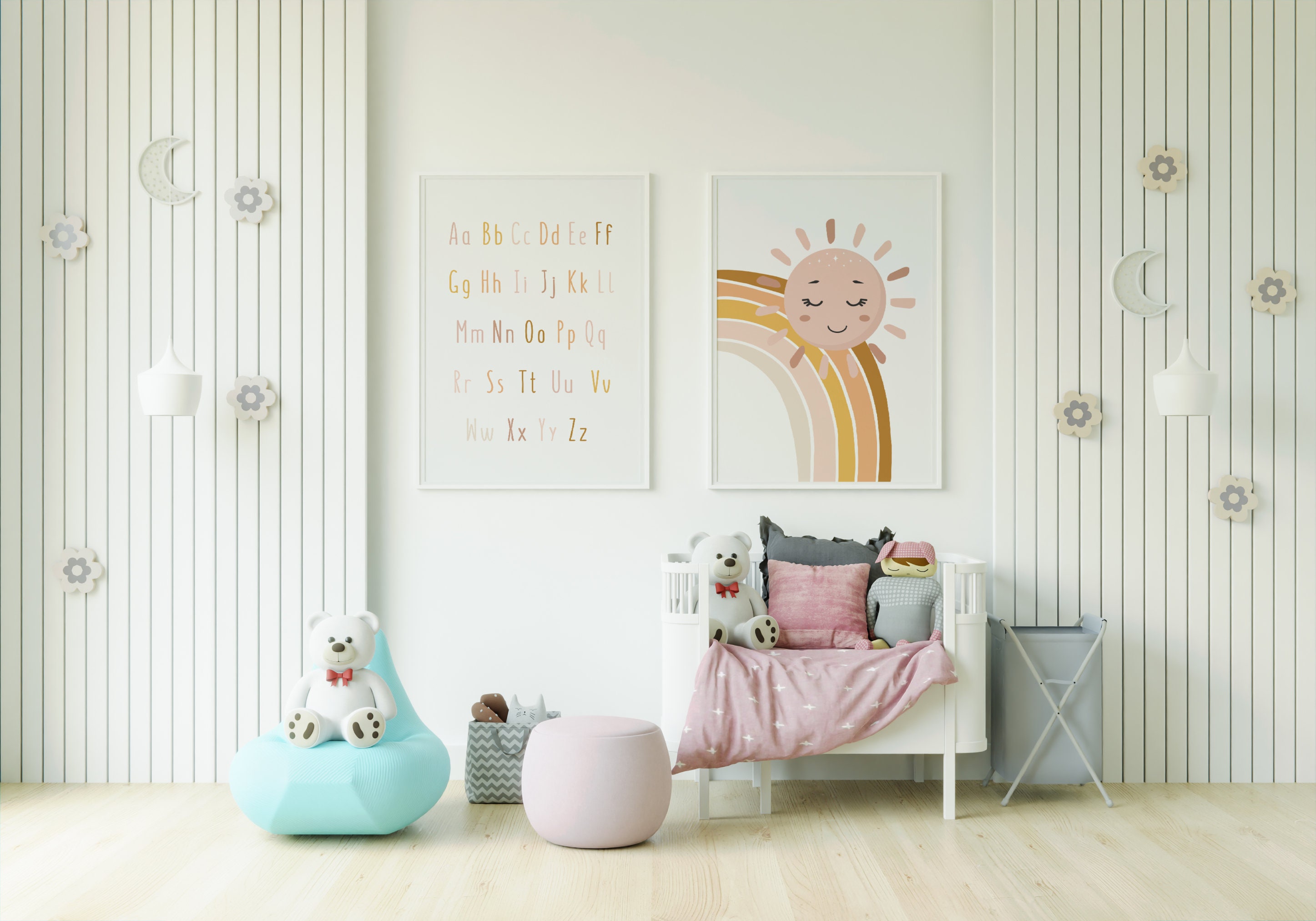 Boho Alphabet Print, Alphabet Decor, Alphabet Wall Art, Boho Nursery ...