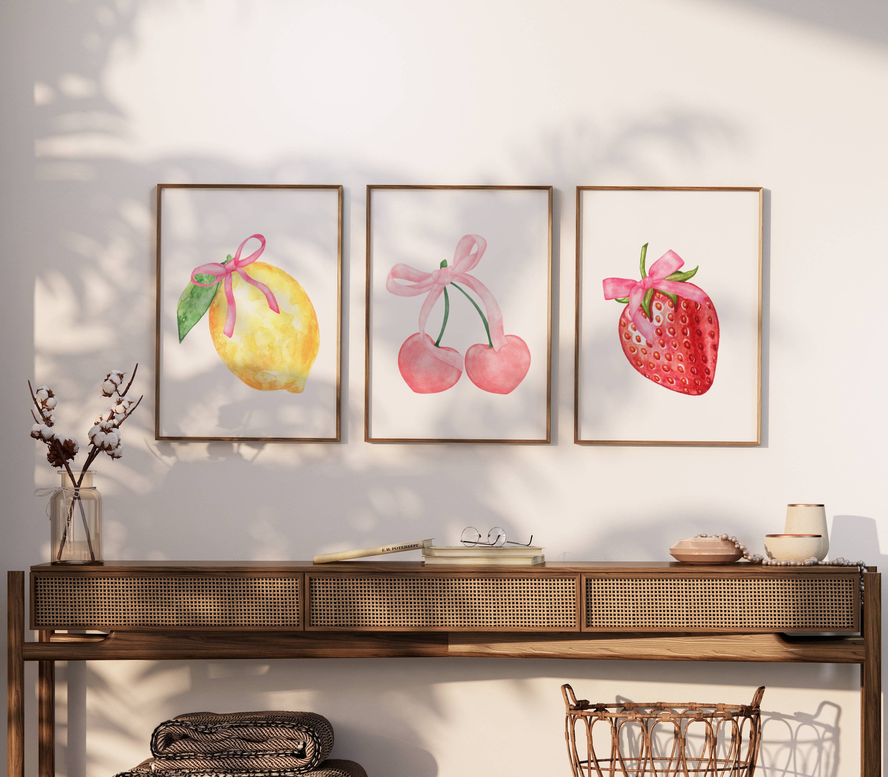 Fruit Print, Fruit Decor, Bow Prints, Preppy Prints, Preppy Decor ...