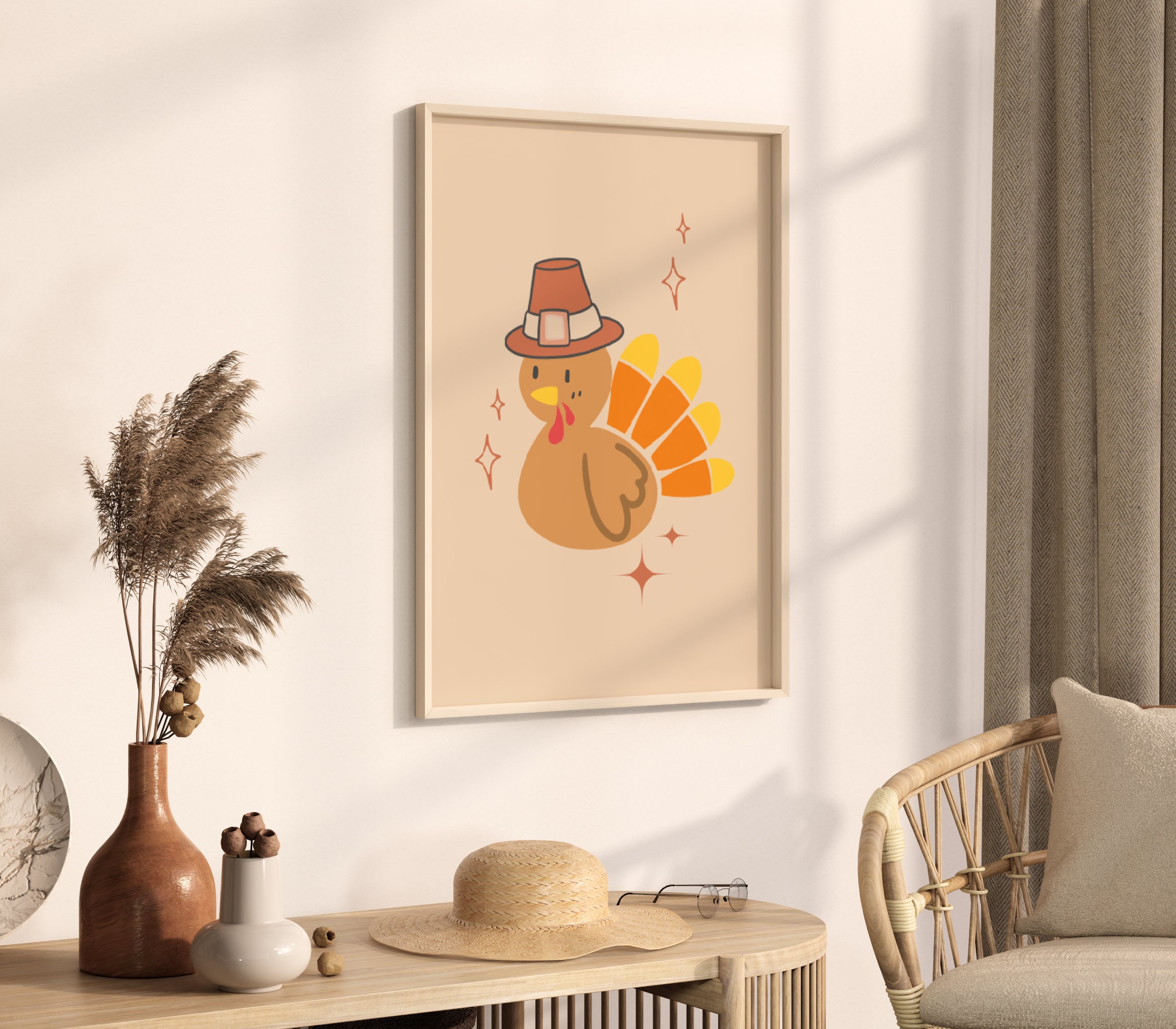 Thanksgiving Wall Art Print Turkey Decor Cute Turkey Wall - Etsy