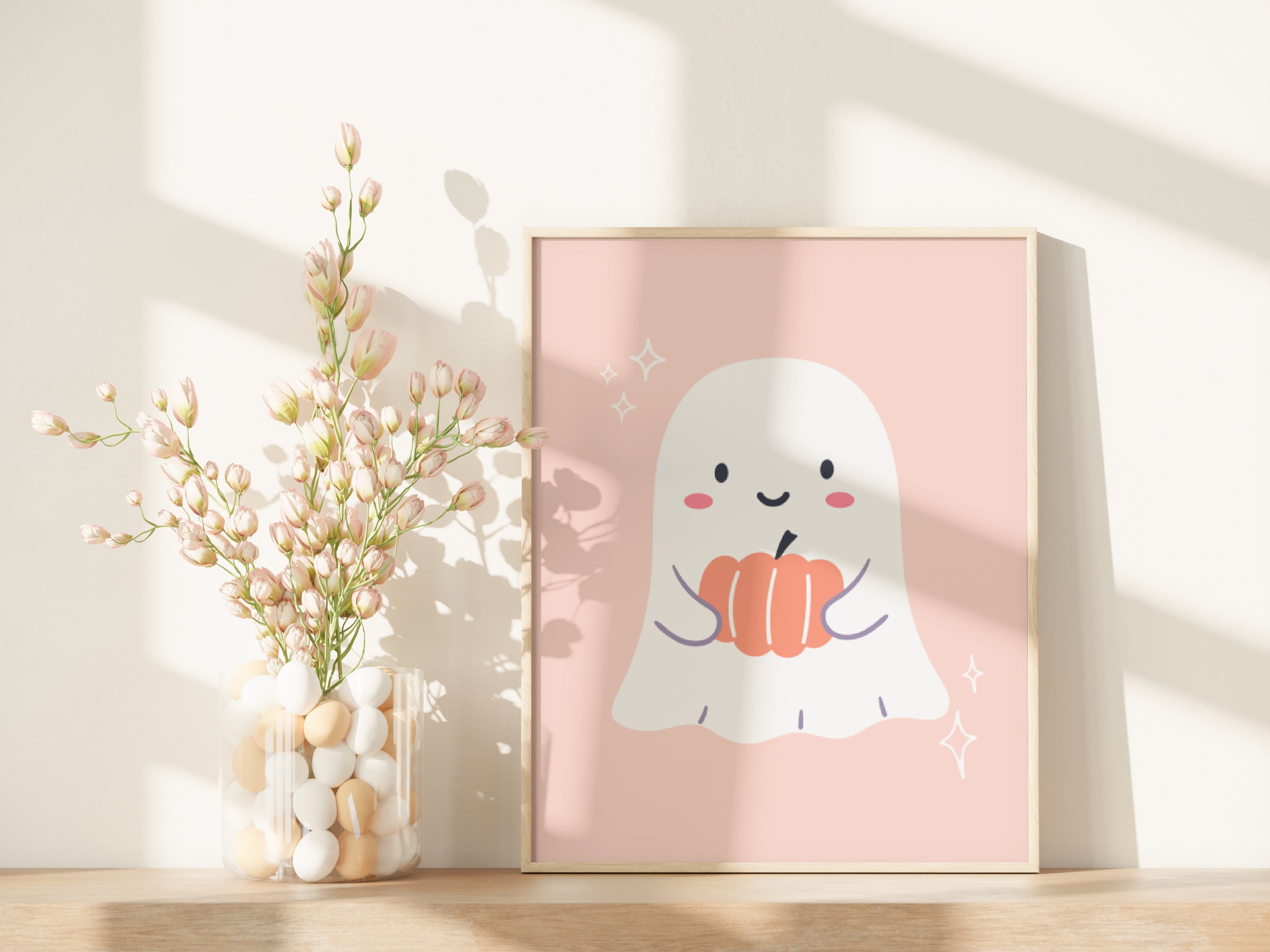 Cute Ghost Print, Ghost Printable, Pink Prints, Halloween Decor ...